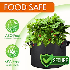 Gardzen 6-Pack 15 Gallon Grow Bags, Aeration Fabric Pots with Handles, Heavy Duty Cloth Pots for Plants