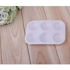 24 Pieces White Paint Plastic Palettes 6 Well Rectangular Watercolor Oil Palette Painting Tray Artist Craft Palettes