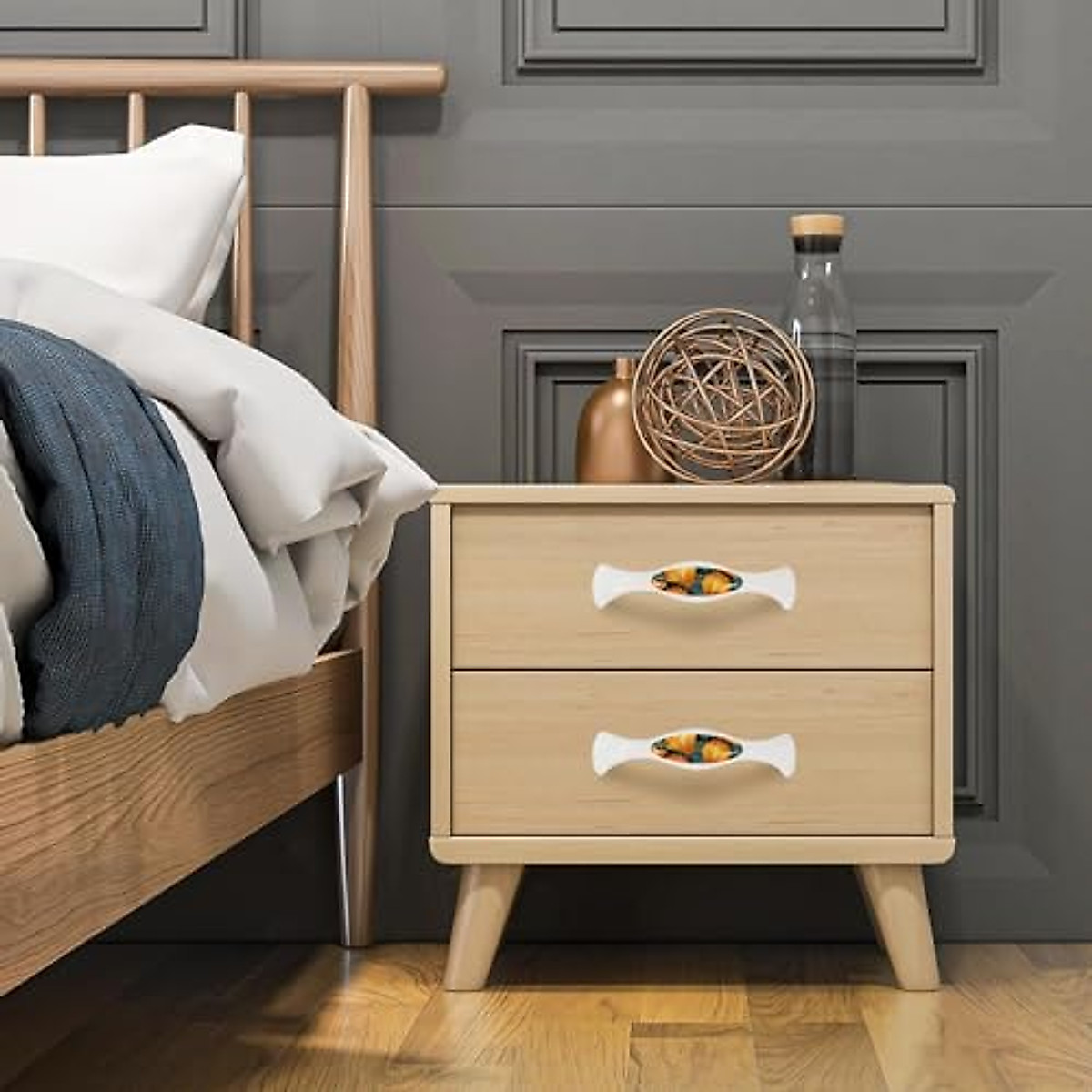 RODAILYCAY Shell 4 Packs Kitchen Drawer Pulls, Crystal Glass Cabinet Handles Pulls, Cupboard Door Knobs, Kitchen Hardware Pulls for Dresser Drawers