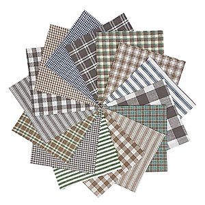 40+ Lightwash Neutral Charm Pack, 5 inch Precut Cotton Gray Taupe Plaid Homespun Fabric Squares by JCS