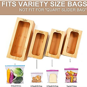 BATUMEYE Bag Storage Organizer Holder - Premium Moso Bamboo Kitchen Drawer Organizer Dispenser Compatible with Ziploc, Solimo, Glad, Hefty for Gallon, Quart, Sandwich & Snack