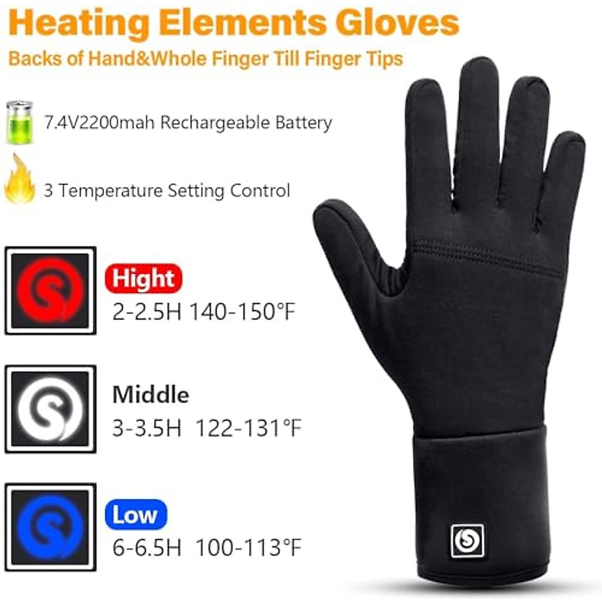 DAY WOLF Heated Glove Liners Electric Gloves for Men Women Rechargeable Battery Hand Warmer for Winter Sports Snow Biking Riding Skiing Cycling Hunting Snowboarding