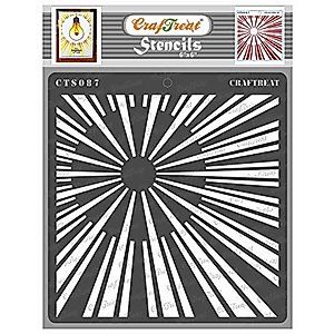 CrafTreat Reusable Sun ray Stencils for Painting on Wood, Canvas, Paper, Fabric, Floor, Wall and Tile - Sunrays - 6x6 Inches - Reusable DIY Art and Craft Stencils - Stencil Sun