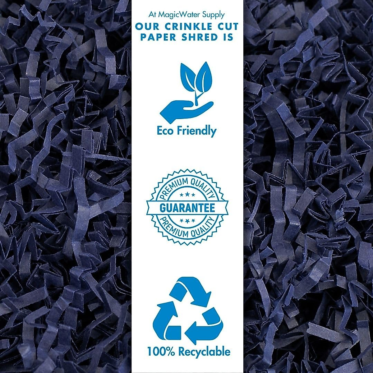 MagicWater Supply Crinkle Cut Paper Shred Filler (2 LB) for Gift Wrapping & Basket Filling - Navy Blue