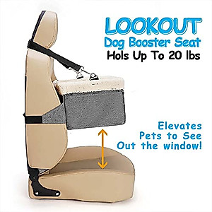 UNICITII Dog Car Seats for Small Dogs-Elevated Pet Dog Booster Seat for Dog,Raised Dog Lookout Car seat w/Clip-On Safety Leash Adjustable Pet Travel Seat
