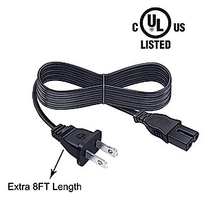 UL Listed 8ft AC Power Cord for Bose Wave Music System IV III,Soundtouch IV Music System Power Cord 2 Prong AC Cable Replacement