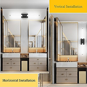 Ralbay 32inch Black Vanity Light for Bathroom Wall Mounted Lighting Bar Modern LED Vanity Lights Matte Black Bathroom Vanity Light Fixtures Over Mirror 28W 5500K White Light