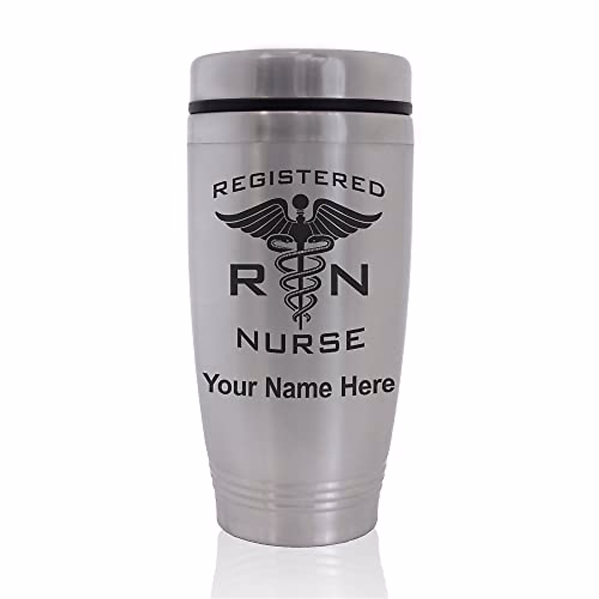 SkunkWerkz Commuter Travel Mug, RN Registered Nurse, Personalized Engraving Included