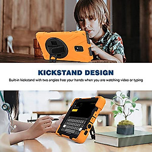Case for Samsung Galaxy Tab Active 3 8" T570 T575 T577, Heavy Duty Shockproof Rugged 3 Layer Kids Durable Case with 360 Swivel Kickstand, Shoulder Strap & Hand Strap
