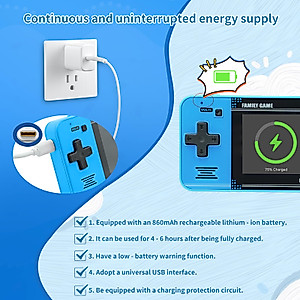 Handheld Game for Kids -Preloaded 220 Retro Video Games, Portable Gaming Player with Rechargeable Battery 3.0" LCD Screen, Mini Arcade Electronic Toy Gifts for Boys Girls (Blue)