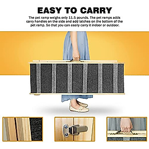 SOKO Dog Ramp, Folding Pet Ramp for Bed Suitable for Small & Large Old Dogs & Cats - 41.33" Long Portable Paw Ramp High Traction Dog Ramps for Car, SUV, Couch, Sofa - 6 Adjustable Height Rated 200LBS