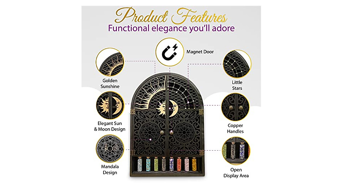 Sun and Moon Crystal Shelf Wall Hanging – Stylish Organizer for ...