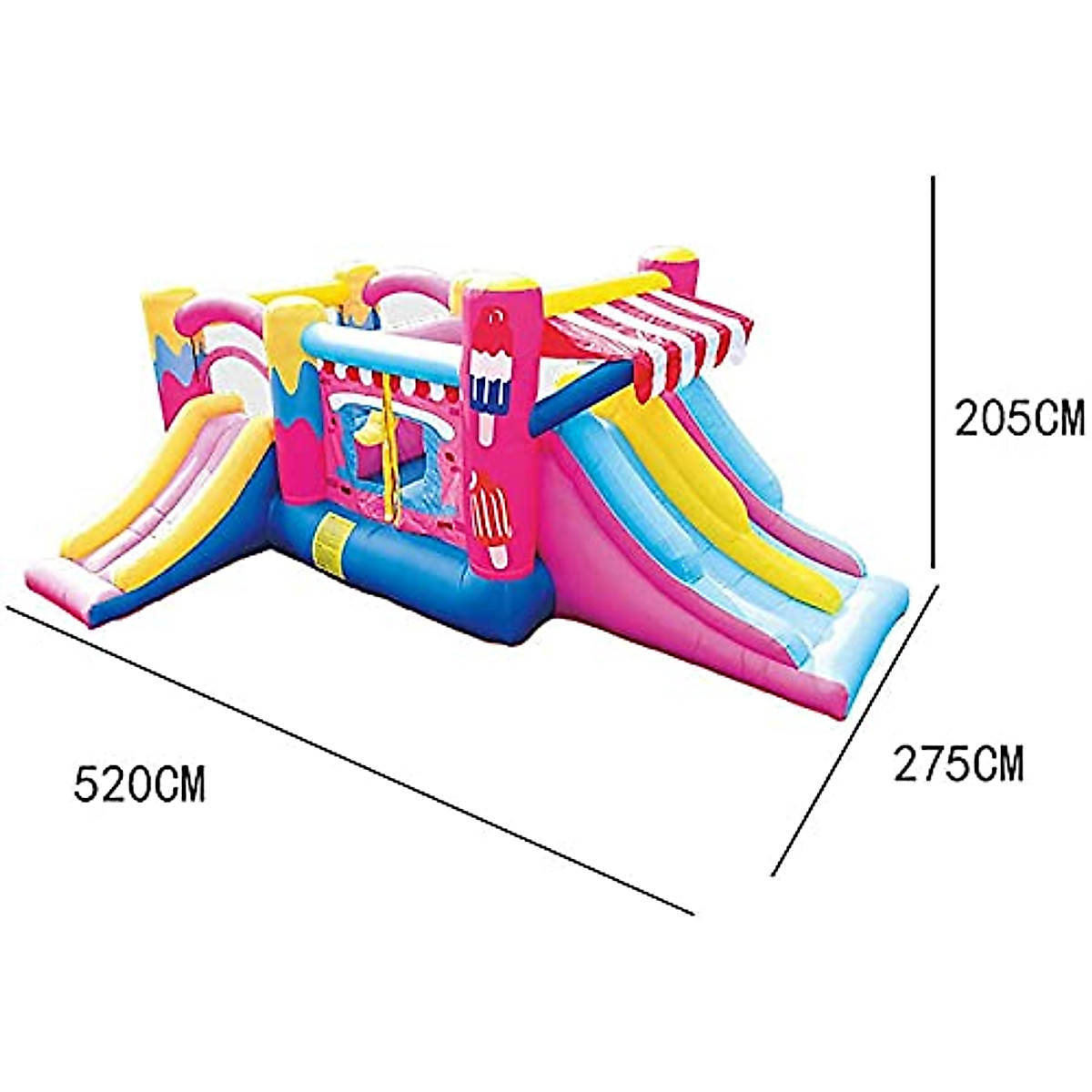 Bouncy Castles Inflatable Castle Family Children's Playground Outdoor Play Equipment Small Trampoline Slide Combination Inflatables20X275X205Cm,