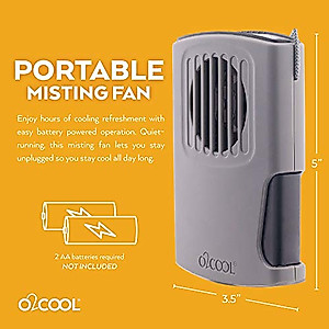 O2COOL Misting Necklace Fan - Portable, Battery Operated with Powerful Vertical Air Flow for Quiet Hands Free Cooling and Personal Travel (Grey 2 Pack)