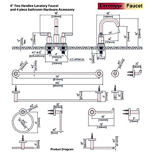 Derengge Centerset Bathroom Faucet and 4-Piece Bath Accessory Set,Matte Black,CB-0545-MT