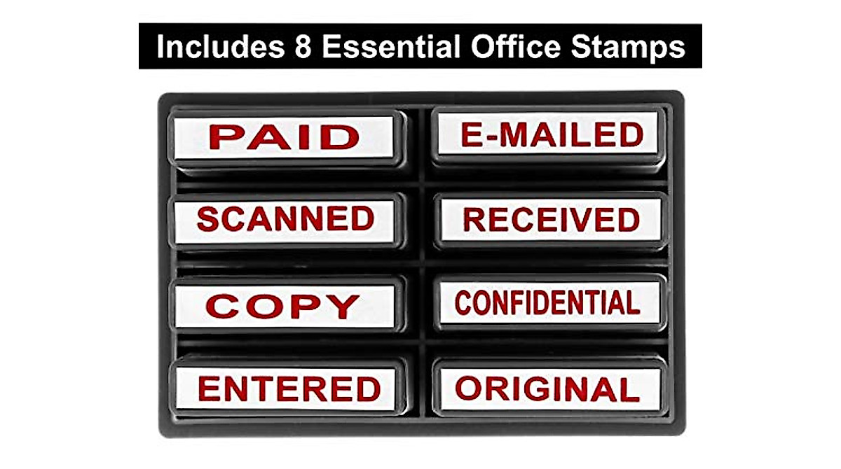 ExcelMark Mini Office Stamp Set with Red Ink