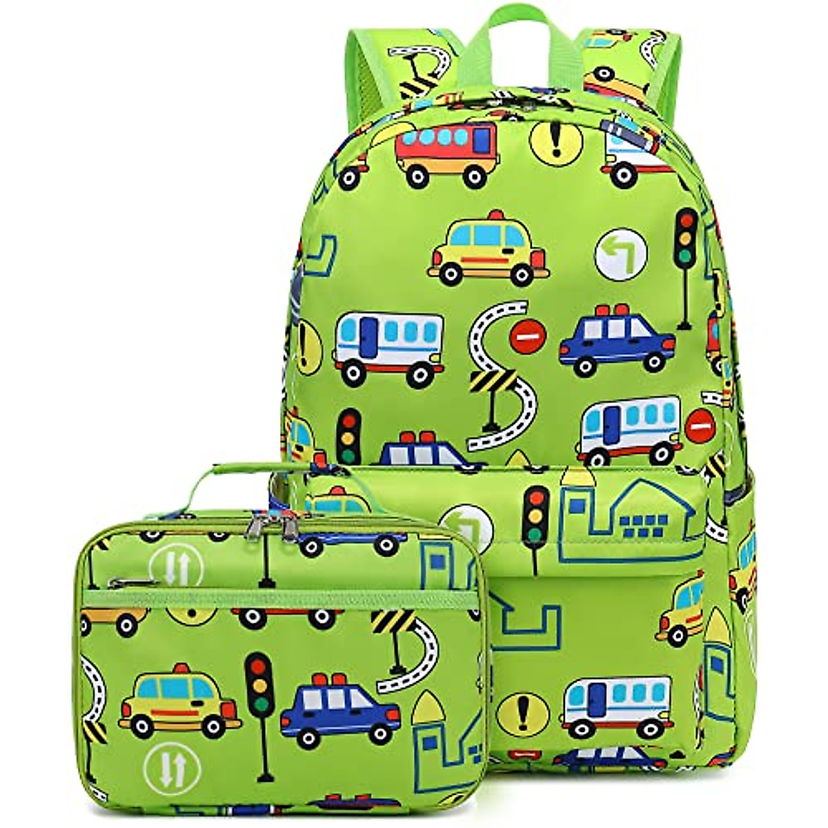 CAMTOP Backpack for Kids Boys Preschool Backpack with Lunch Box Toddler Kindergarten School Bookbag Set (Age 3-9,Car Printing)