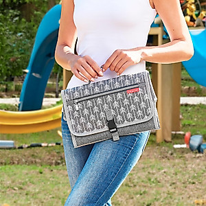 KiddyCare Portable Diaper Changing Pad for Baby Travel | Portable Changing mat for Newborn Baby Girl & Boy | Waterproof Foldable Nappy Changing Mat with Smart Wipes Pocket