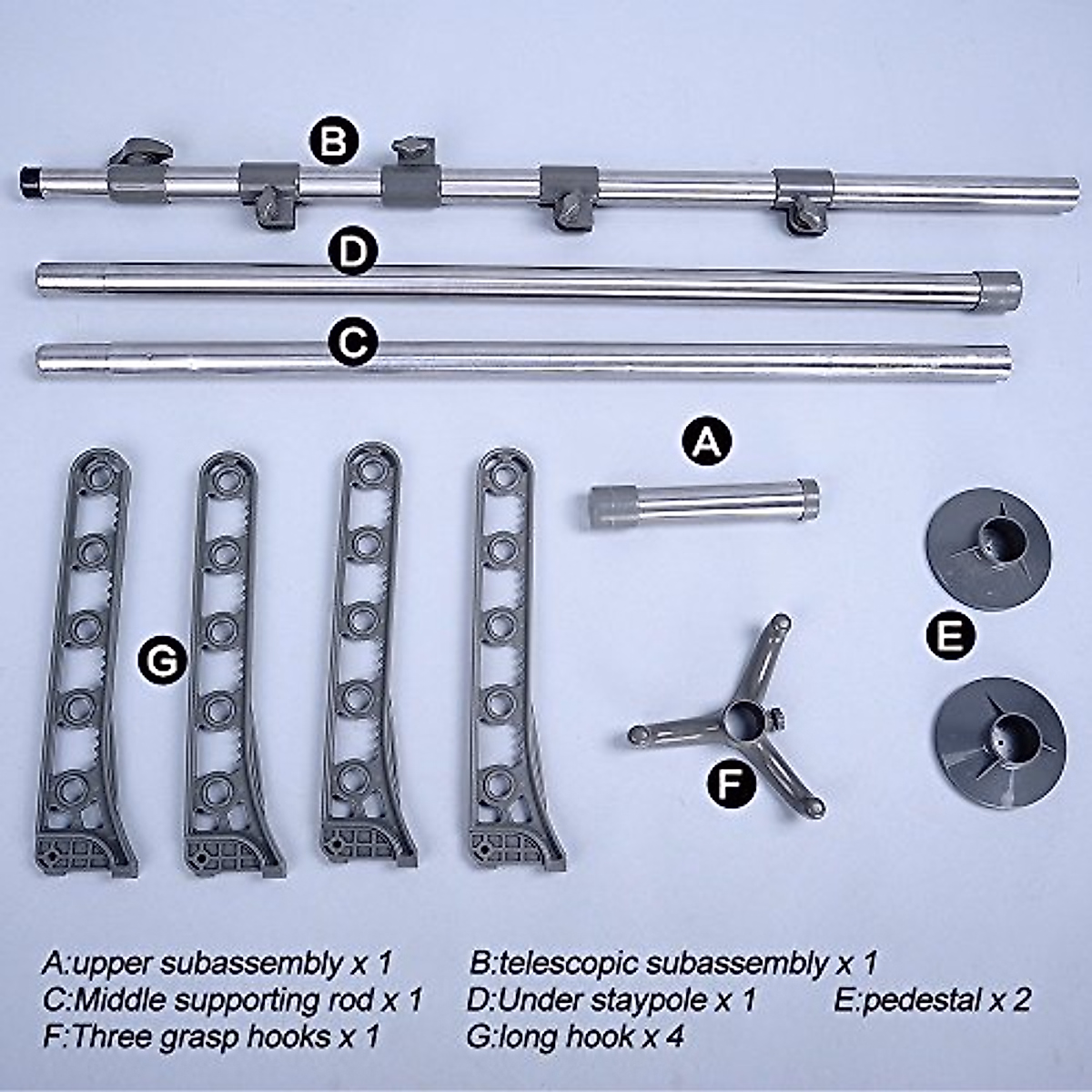 BAOYOUNI 4-Tier Standing Clothes Laundry Drying Rack Coat Hanger Organizer Floor to Ceiling Adjustable Metal Corner Tension Pole, Grey