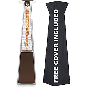 Avenlur Outdoor Patio Propane Space Heater - 48,000 Btu Pyramid Propane Heater, Outdoor Heater, Portable Heater, Patio Heater Propane, W/Wheels, Protective Cover (Hammered Bronze)