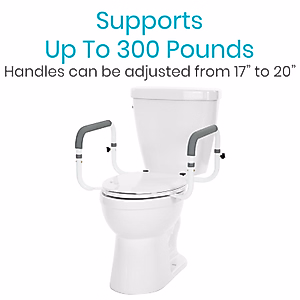 Vive Toilet Safety Rail - Adjustable Grab Bar - Compact Support Frame with Handrail for Bathroom Toilet Seat - Easy Installation for Handicap Senior Bariatrics, Elderly Balance - Padded Hand Armrest