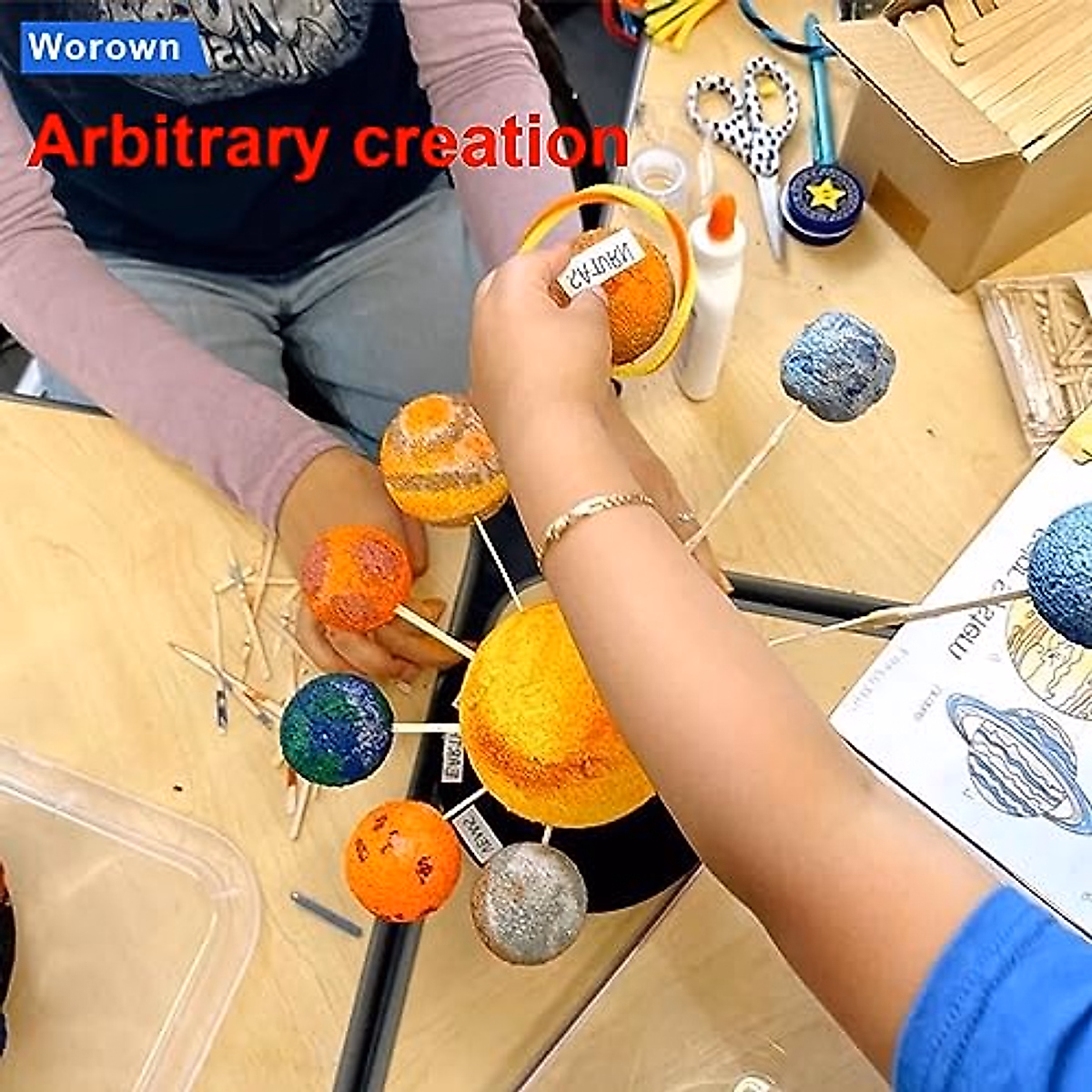 Worown 24 Pack 5 Sizes (1 to 2.4 Inches) White Foam Balls, Solid Polystyrene Balls for Arts & Crafts, Ornaments School Projects Wedding Decorations