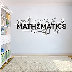 17x44 inch Children Room Mathematics Sign Wall Stickers Math Education Vinyl Decals School Classroom Decoration Motivational Poster Wall Murals HQ951 (Black)