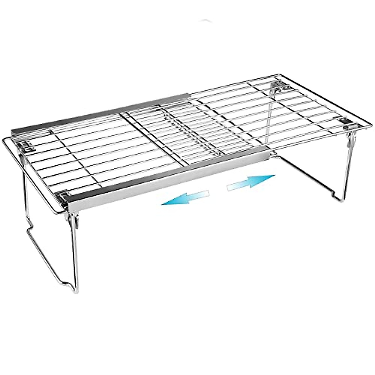 Orgneas Expandable Cabinet Shelf Organizer, Adjustable Freezer Shelf 16.7"-24.8" Thickened Heavy Duty Shelf Organizer Rack for Kitchen Countertop Cupboard Organization and Storage