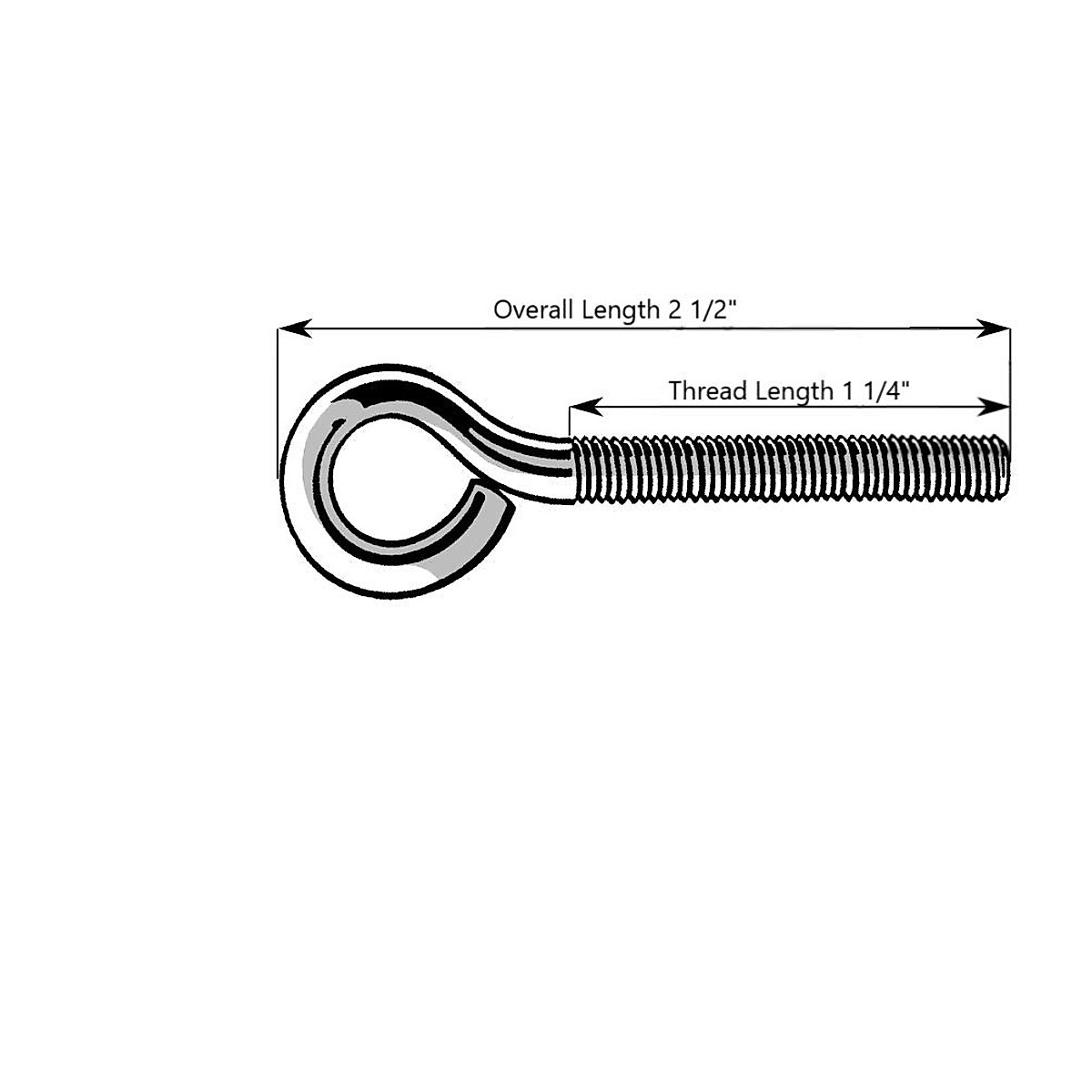 Hard-to-Find Fastener 014973454326 Eye Bolt Zinc, 1/4-20 x 2-1/2-Inch, 15-Piece