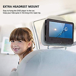 SUNPIN 11" Portable DVD Player for Car and Kids with 9.5 inch HD Swivel Screen, 5 Hour Rechargeable Battery, Dual Earphone Jack, Supports SD Card/USB/CD/DVD, with Extra Headrest Mount Case (Black)