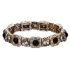 EleQueen Women's Wedding Bridal Vintage Inspired Black Austrian Crystal Tennis Bracelets
