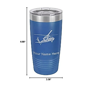LaserGram 20oz Vacuum Insulated Tumbler Mug, Military Helicopter 1, Personalized Engraving Included (Dark Blue)