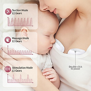 Wearable Breast Pump Hands Free Breast Pump 12 Levels 3 Modes Electric Breast Pump with 1200mAh Battery,Leak-Proof Design,Low Noise,21/24/27mm Flange Inserts,All-in-One Painless Breastfeeding,2 Pack