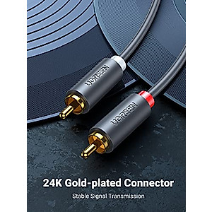 UGREEN RCA Cable, 6FT 2RCA Male to 2RCA Male Stereo Audio Cable Gold Plated Car Audio Subwoofer Adapter Dual Shielded Red and White Cord for Home Theater Amplifier Hi-Fi System Car Audio Speaker
