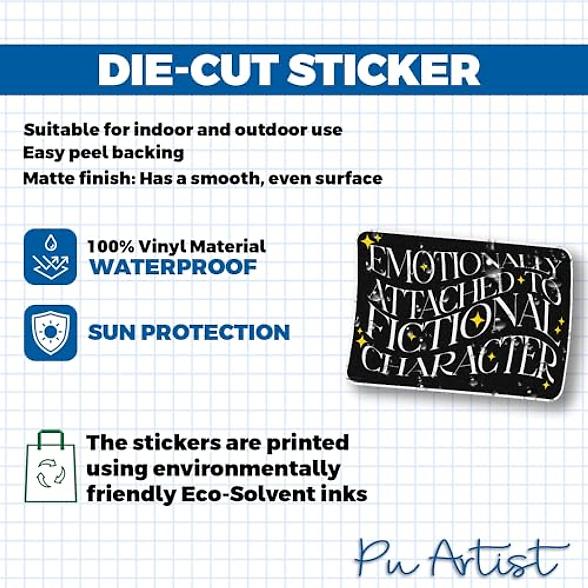 Emotionally Attached To Fictional Character Sticker Vinyl Die Cut Sticker for Car Laptop Phone Water Bottle Guitar Helmet Gift Idea Merchandise Decor Decal Stuff