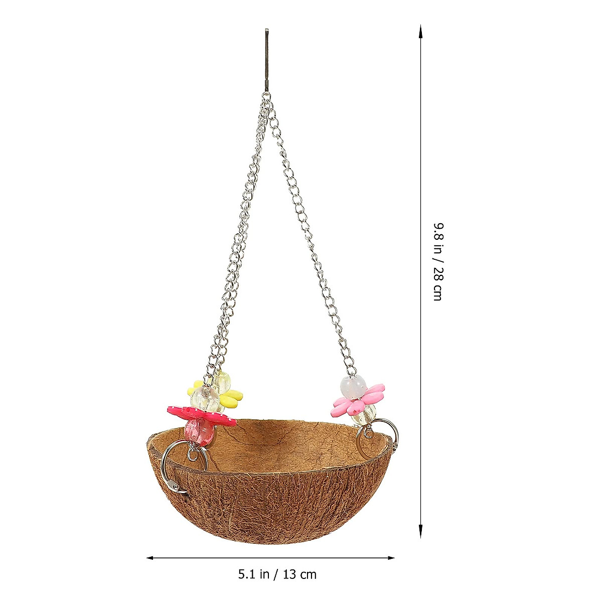 LOGOFUN Natural Coconut Shell Bird Nest Parakeet Nesting Box Parrot Bird Coconut Hut Hanging Bed Cage Swing Toys for Budgie Cockatiel Lovebird