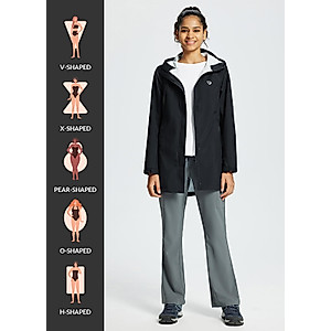 BALEAF Women's Rain Jacket Waterproof Lightweight Long Raincoat Travel Outdoor Hiking Hooded Windbreaker Black M