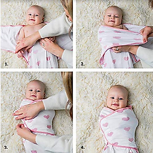 Baby Girl Swaddle Blanket Adjustable Wrap Set Size Small/Medium, 0-3 Months - 3 Pack - Pink Peony, Pink Heart, Pink Buffalo Plaid - Newborn Swaddle, Baby Swaddles by Ziggy Baby