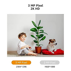 VENZ Security Camera, 2K 3MP Indoor Camera 360° Pan/Tilt View, Baby Monitor with Camera and Audio, 2.4G WiFi Pet Dog Camera with Phone App,Compatible with Alexa and Google Assistant