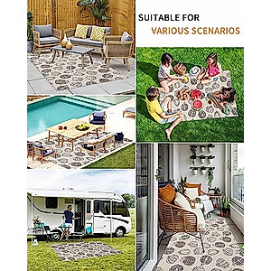 Thanksgiving Fall Outdoor Rug for Patio/Deck/Porch, Non-Slip Large Area Rug 6 x 9 Ft, Autumn Pumpkin Rustic Burlap Indoor Outdoor Rugs Washable Area Rugs, Reversible Camping Rug Carpet Runner