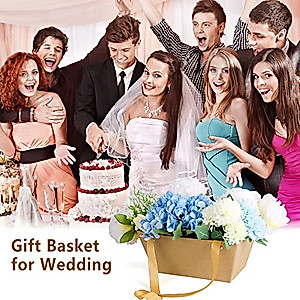 Aoibrloy 12 Pack Baskets for Gifts Empty, Sturdy Empty Gift Baskets to Fill, Kraft Gift Basket Kit with Handles for Holiday, Wedding, Birthday, Gift Packages