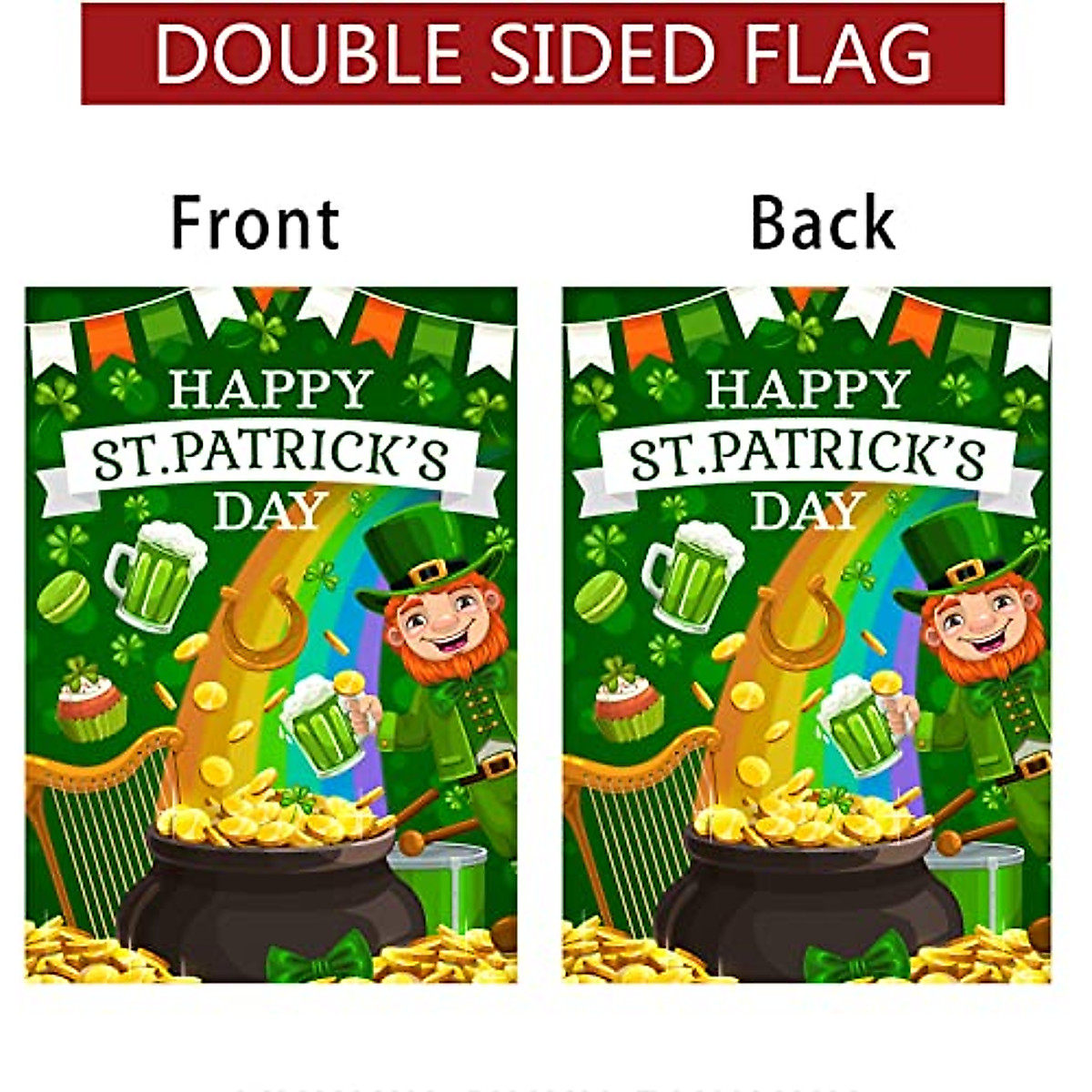 St Patricks Day Garden Flag 28 x 40 Double Sided,Large Happy St.patrick's Day Outdoor decorations Yard Flags cute st pattys day garden flags