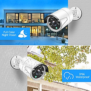 GT HITGX 5MP POE Security Camera System, Home NVR Camera System 4pcs Wired 5MP Outdoor IP Cameras, with 2TB HDD for 24-7 Recording, H.265 + NVR Security Camera with Night Vision, with Audio