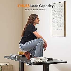 Cubiker 40 x 24 Inch Standing Desk, Stand up Height Adjustable Home Office Electric Table, Sit Stand Desk with Splice Board, Black Frame & Black Desktop