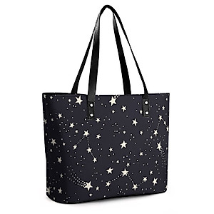 Womens Handbag Constellations Leather Tote Bag Top Handle Satchel Bags For Lady