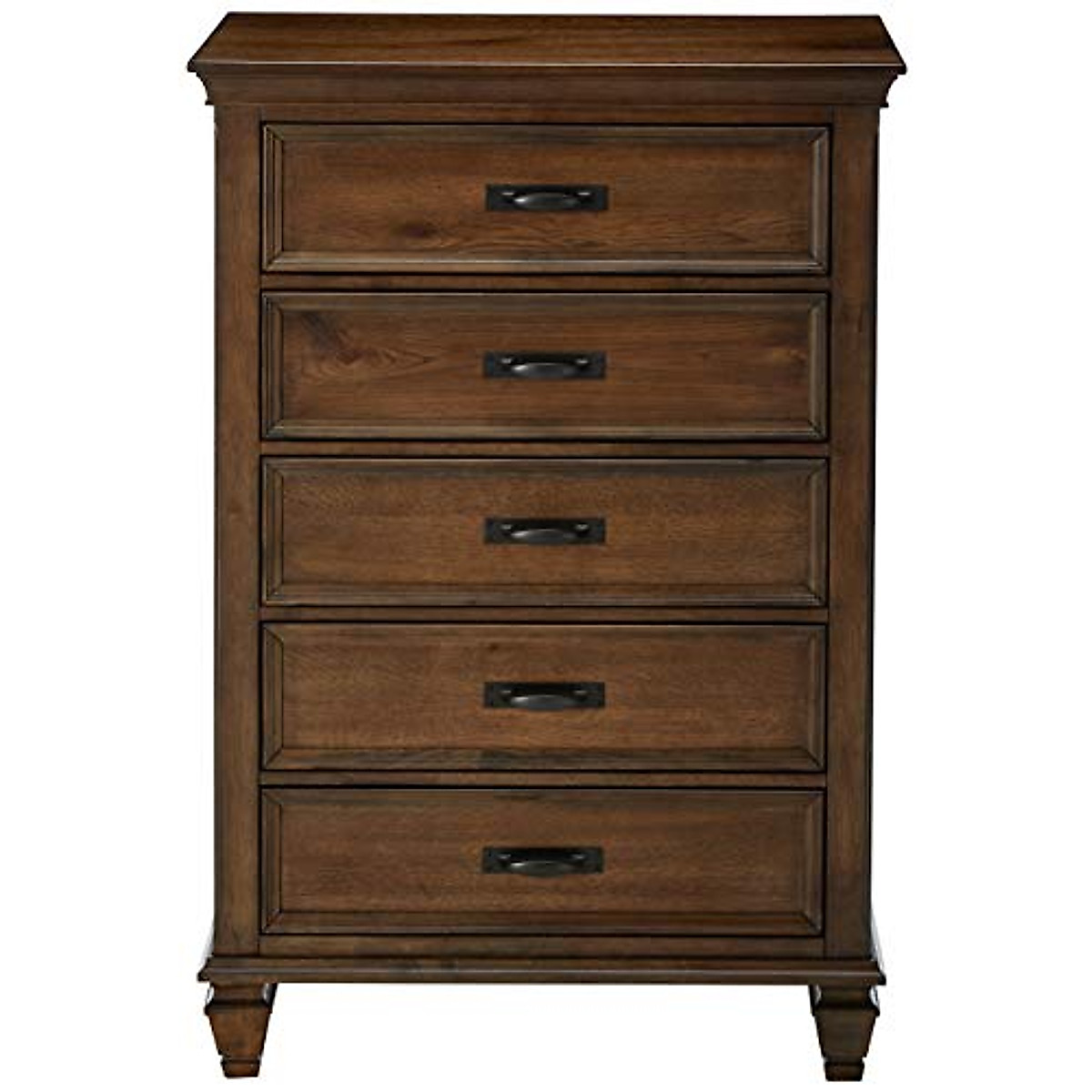 Coaster Home Furnishings Franco Coaster Collection 36" Chest with 5 Drawers Black Metal Handles Solid Hardwood and New Zealand Pine Construction Burnished Oak