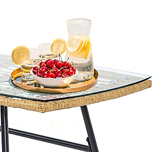 INDSUMOT 4PC Outdoor Patio Furniture Set Sectional Sofa Rattan Chair Wicker Set with Cushion