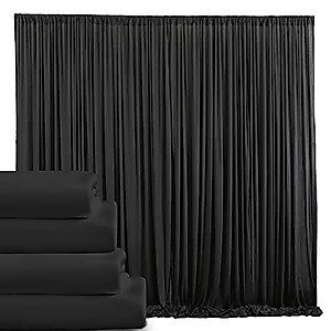 10 ft x 20 ft Wrinkle Free Black Backdrop Curtain Panels, Polyester Photography Backdrop Drapes, Wedding Party Home Decoration Supplies