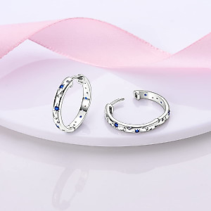 NARMO Hoop Earrings for Women 925 Sterling Silver Earrings Moon Earrings Round Earrings for Women