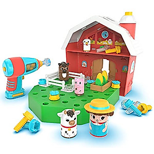 Educational Insights Design & Drill Bolt Buddies Farm Take Apart Toy with Electric Toy Drill, Preschool STEM Toy, Easter Basket Stuffers for Kids, Gifts for Boys & Girls, Ages 3+